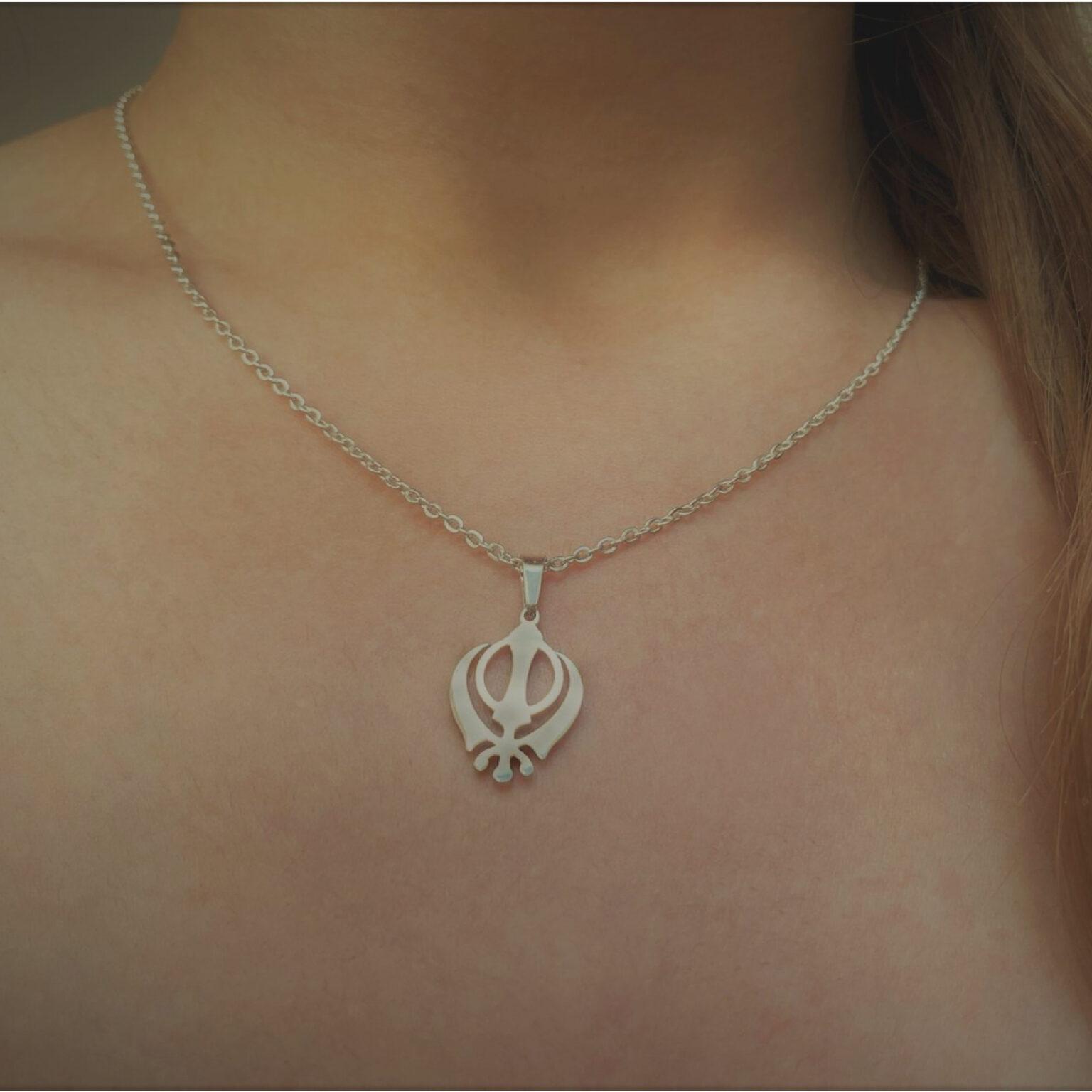 Silver Plated Sikh Khalsa Khanda Chain Necklace Pendant - Dragonfly