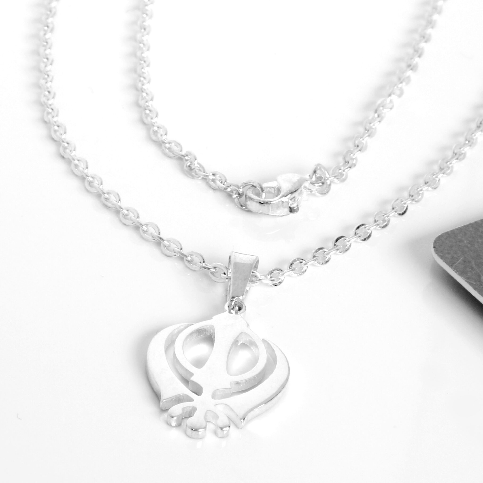 Silver Plated Sikh Khalsa Khanda Chain Necklace Pendant - Dragonfly