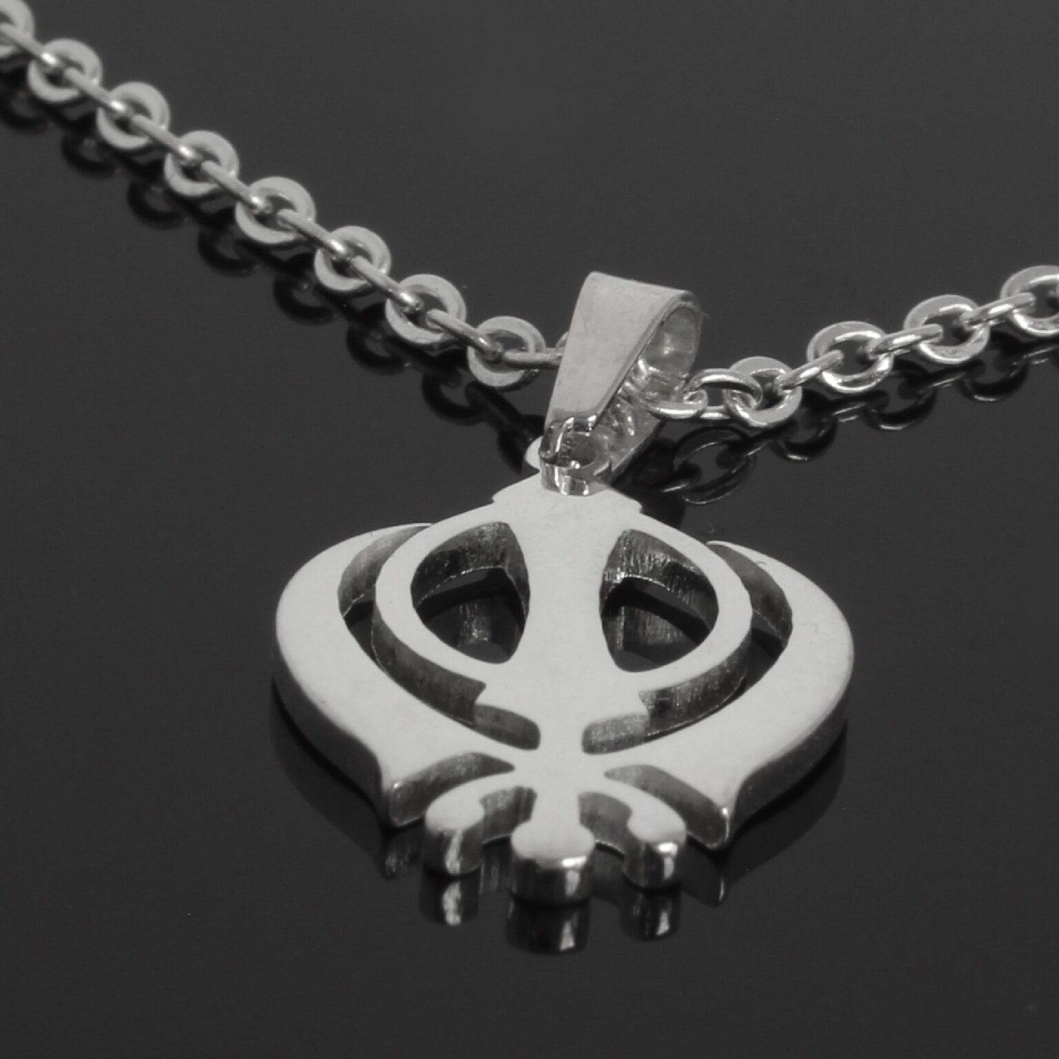 Silver Plated Sikh Khalsa Khanda Chain Necklace Pendant - Dragonfly