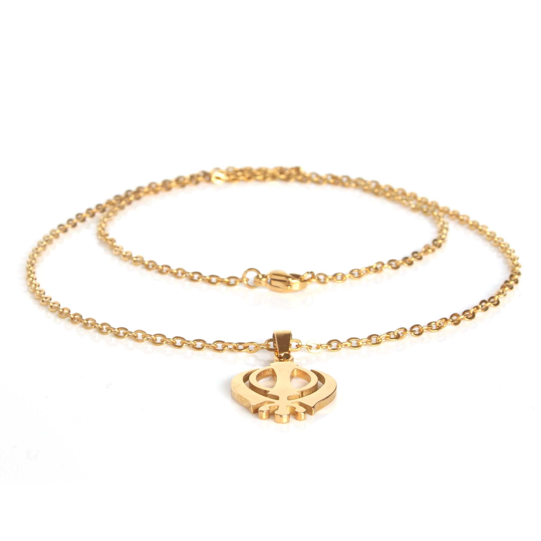 Gold Plated Sikh Khalsa Khanda Chain Necklace Pendant - Dragonfly